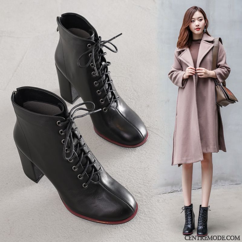 Bottes Femme Épais Talons Hauts Les Bretelles Bottes Martin Bottes ...