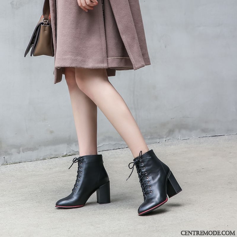 Bottes Femme Épais Talons Hauts Les Bretelles Bottes Martin Bottes ...