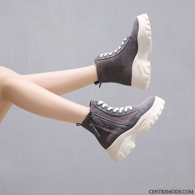 Bottes Femme Courte L'automne Angleterre Bottes Martin Semelle Épaisse ...