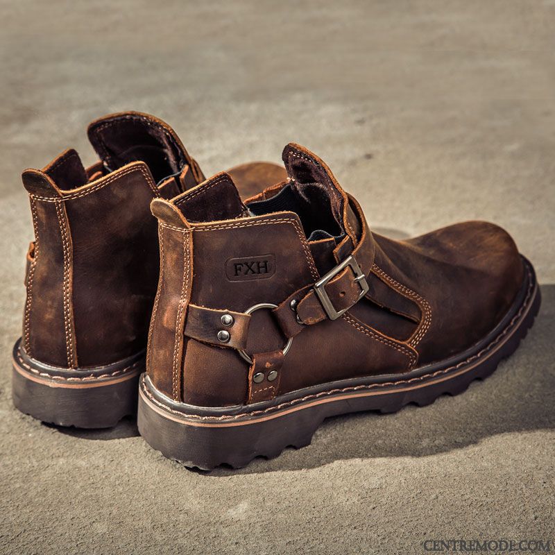 Bottes Homme Cuir Bottes Martin En Cuir Cuir Véritable L'automne Bout ...