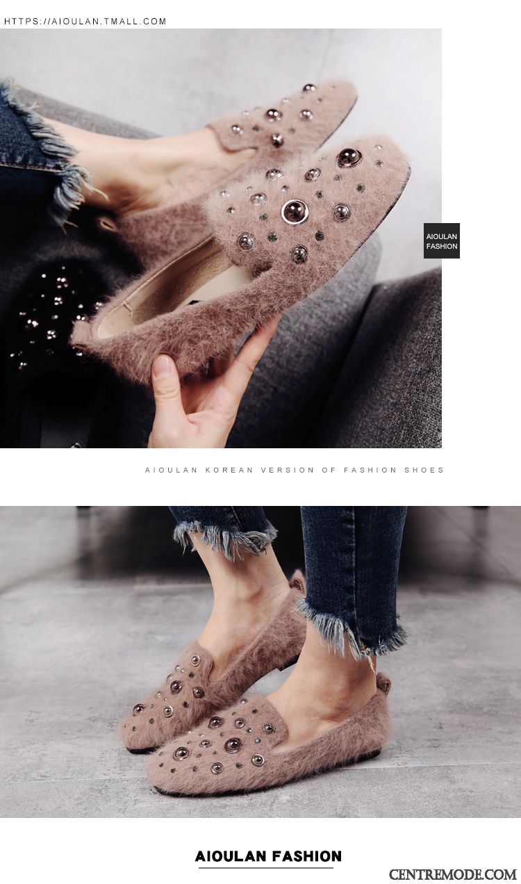 Chaussure Mocassin Daim Femme, Mocassin Tressé Femme Crème Violet