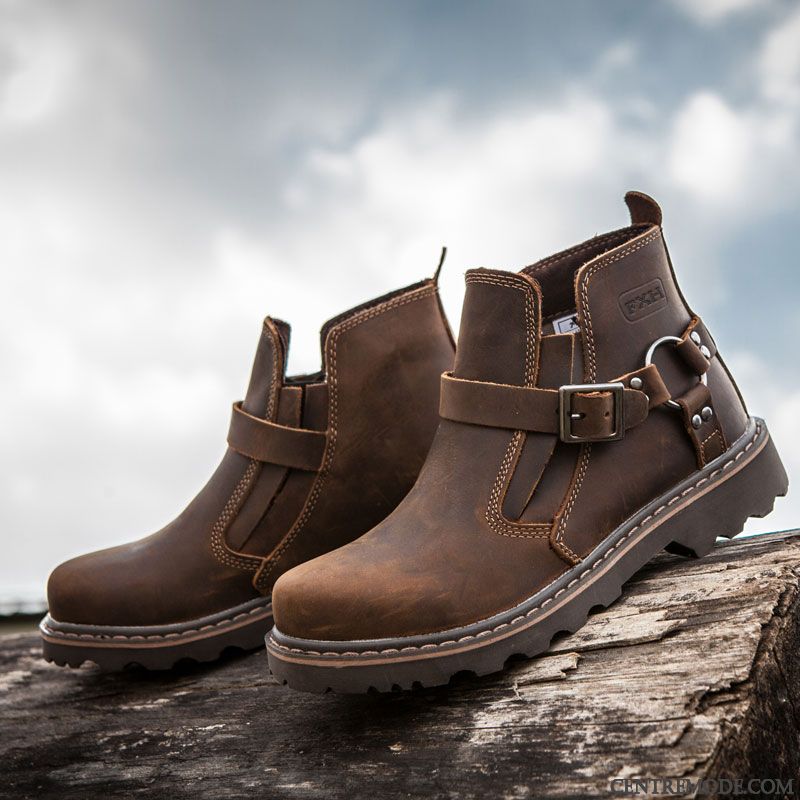 Bottes Homme Cuir Bottes Martin En Cuir Cuir Véritable L'automne Bout ...